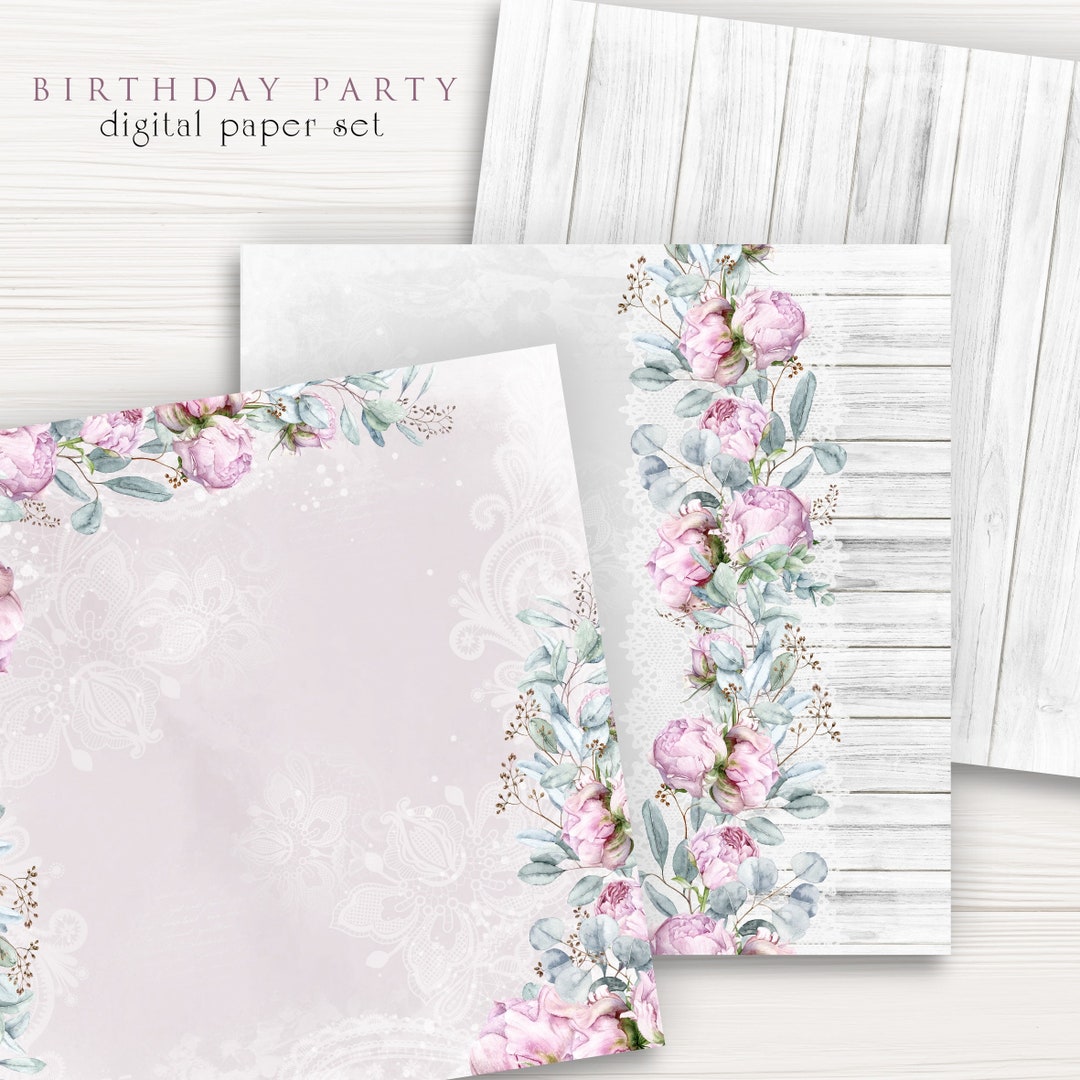 Floral Digital Paper Pack for Handmade Crafts, Watercolour Peonies With ...