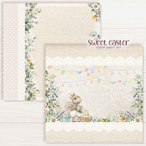 Easter Digital Papers, Flowery Scrapbook Set for Creative Works, Sweet ...