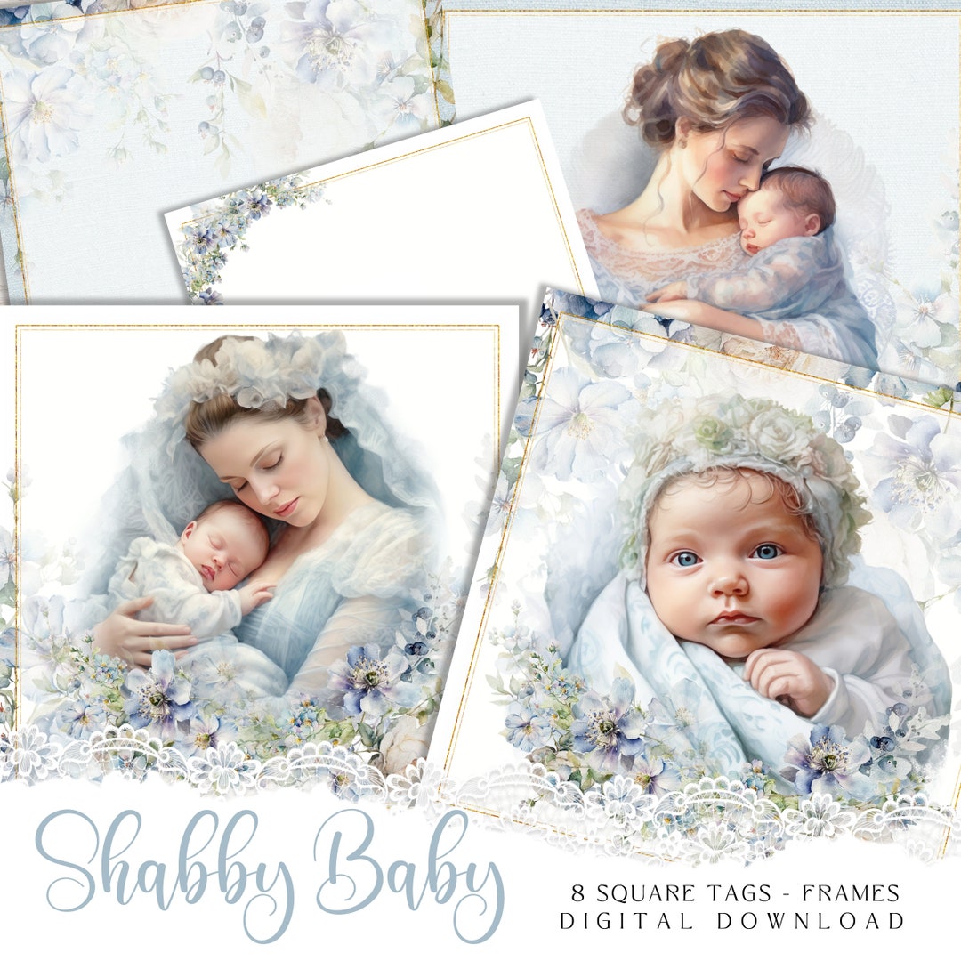Shabby Chic Digital Square Frames, Printable Elements for Card Making ...