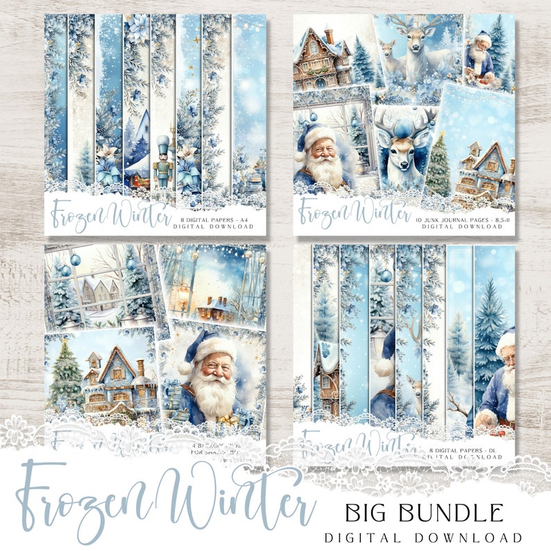 Frozen Winter Digital Card-making Bundle, Christmas Collection in ...