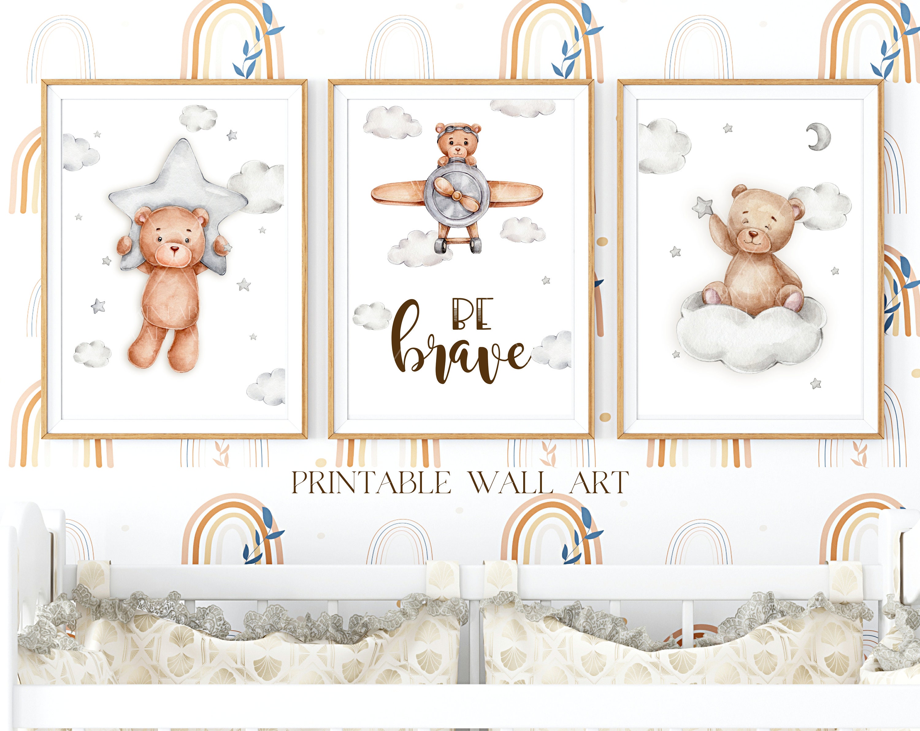 Be Brave Three Bears Motivation Posters Set for Grandsons - Etsy
