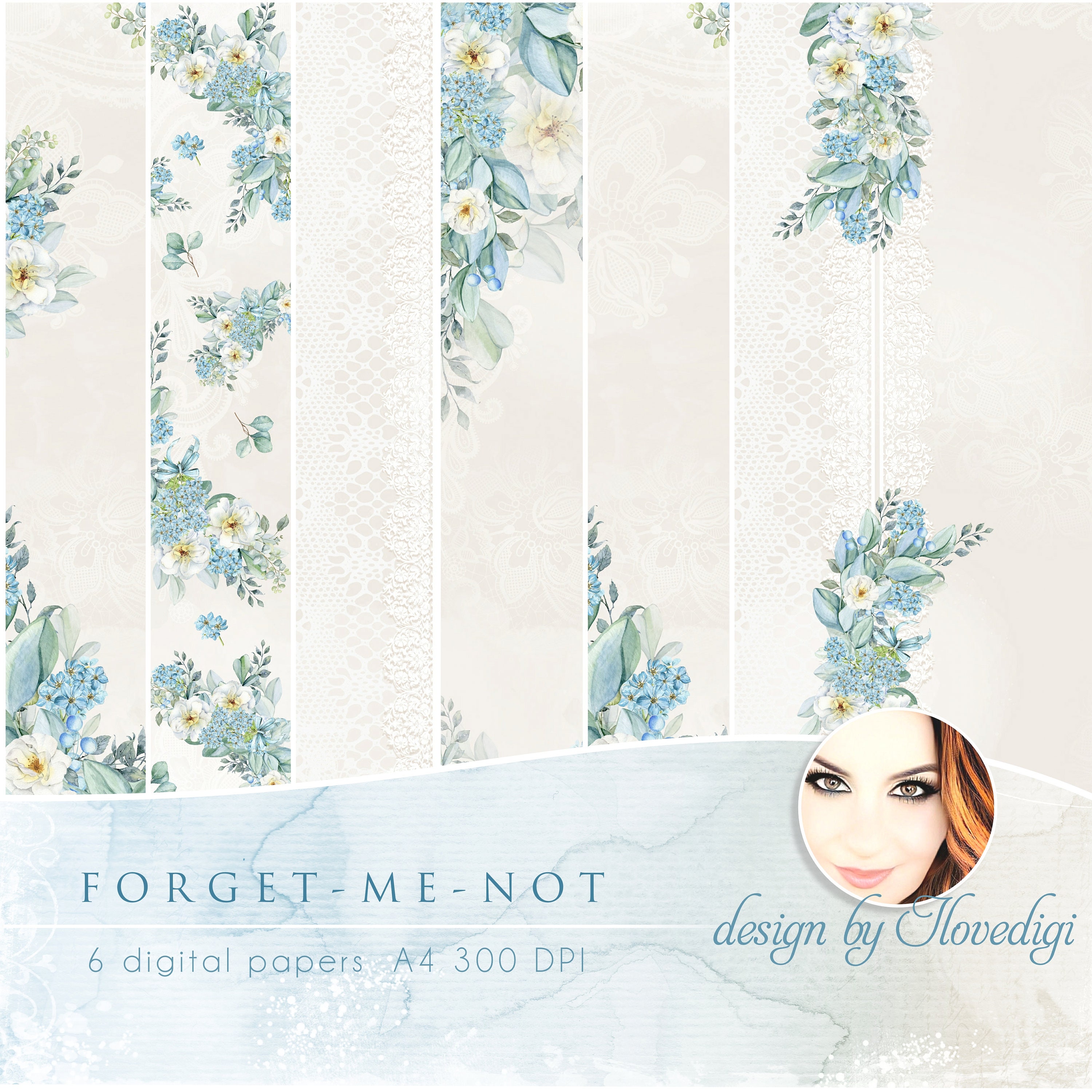 Forget-me-not Digital Papers Cardmaking Supplies to Make Own - Etsy
