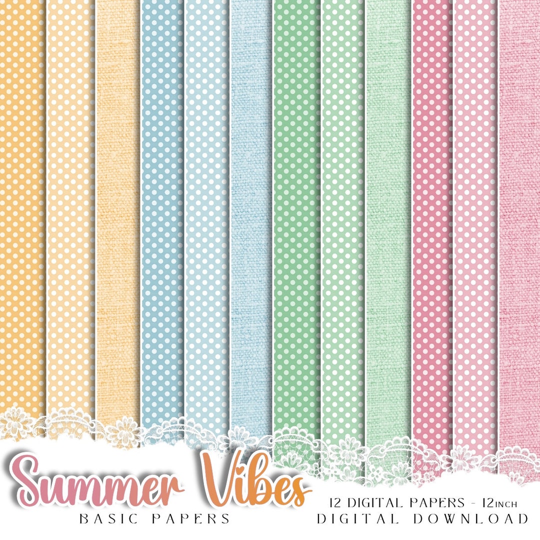 Summer Vibes Watercolour Digital Paper Pack, Printable Craft Set for ...
