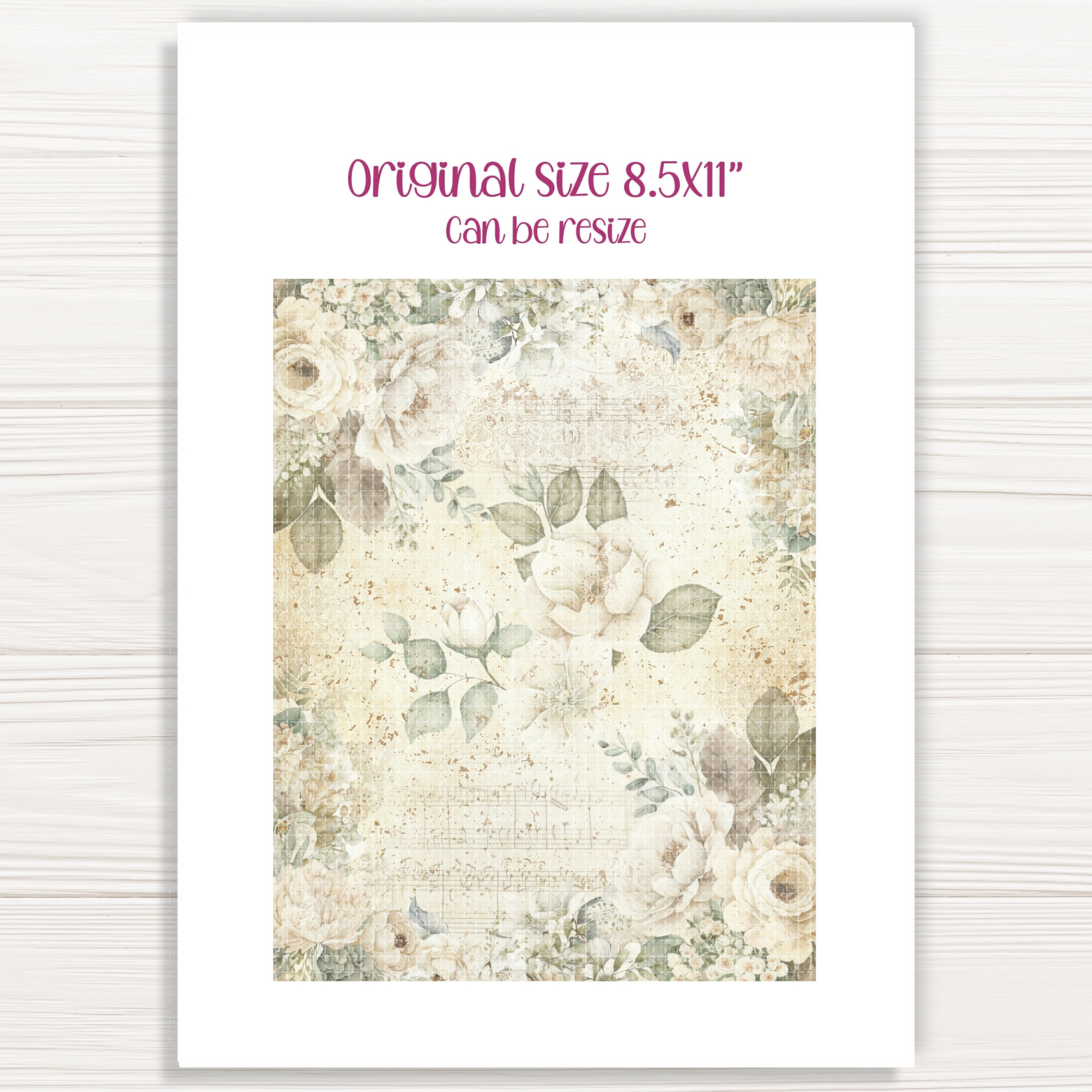 Romantic Journaling Flowery Cards Vintage Pattern With - Etsy