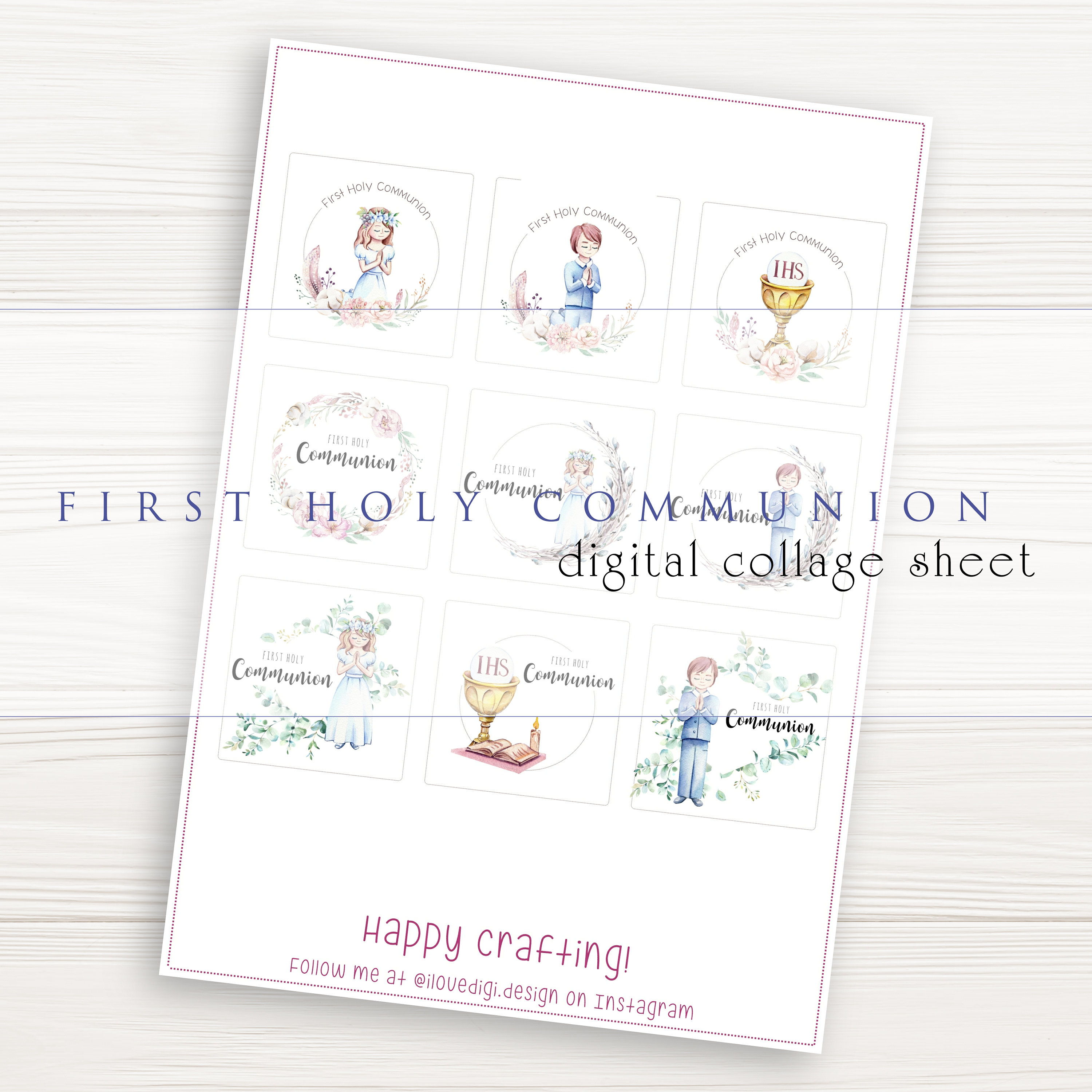 IHS Printable Erstkommunion Tags Aquarell Erstkommunion - Etsy.de