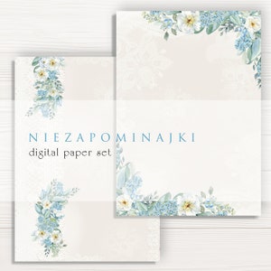 Forget-me-not Digital Papers, Cardmaking Supplies to Make Own Card Set ...
