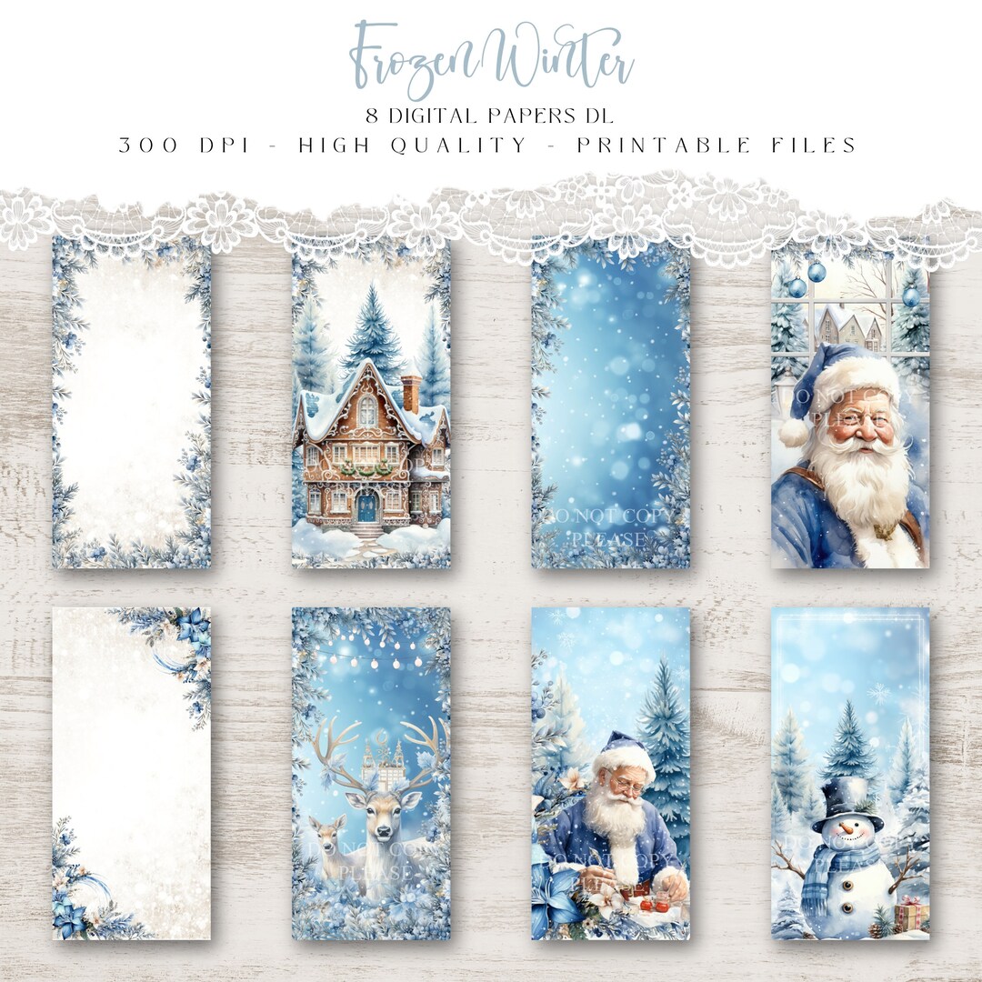 Shabby Christmas Digital Paper Set, Cozy Winter Design Watercolour ...