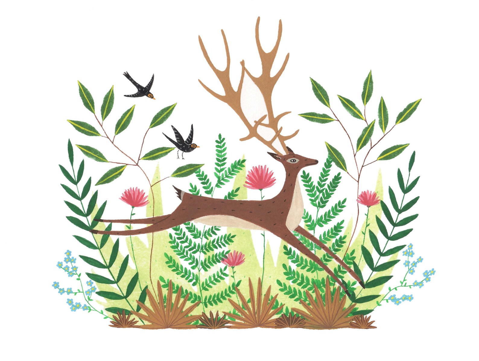 Leaping Stag A5 Print - Etsy