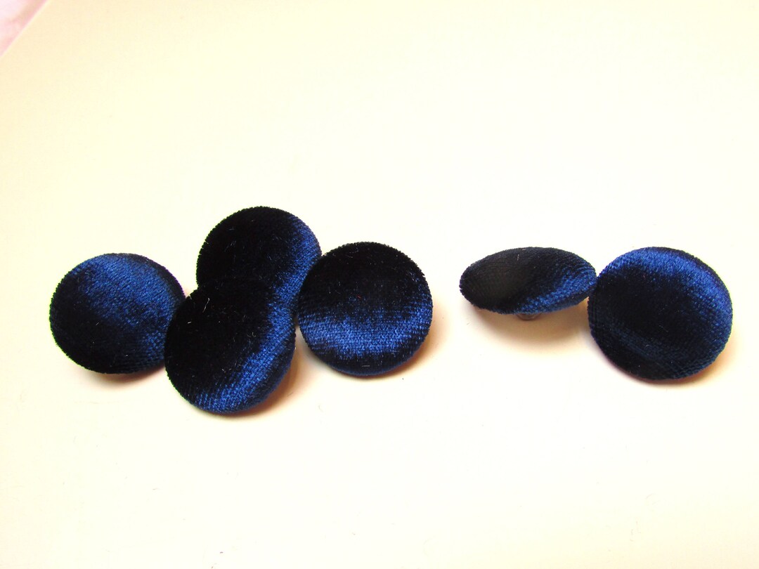 Navy Blue Velvet Buttons, Jacket and Sleeve Buttons Set, 6 Blue Buttons ...