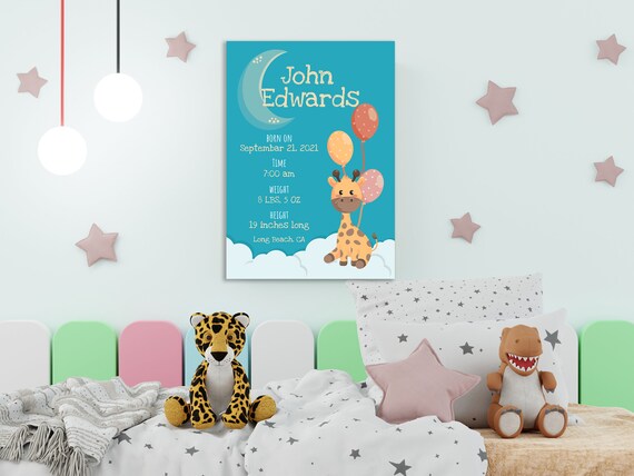 Personalised Birth Details Poster Digital File Birth Stats | Etsy