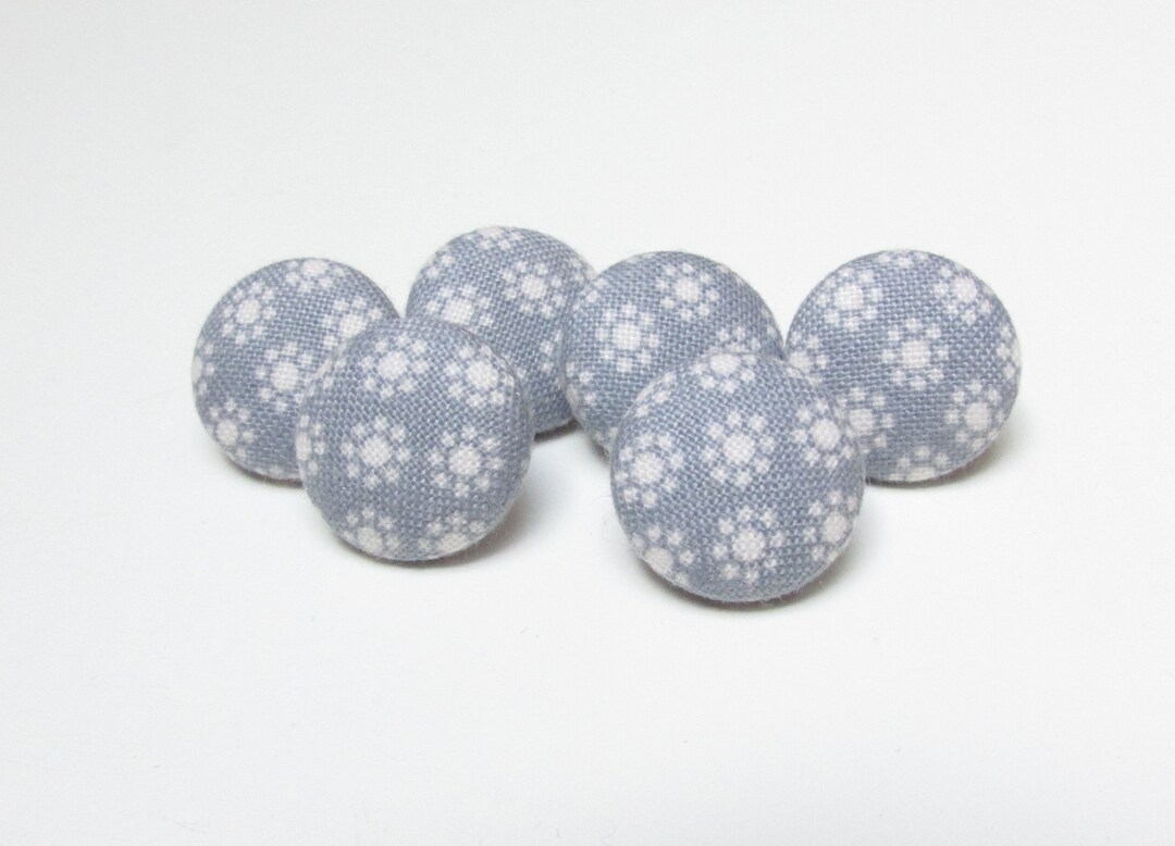 Tilda Nina Slate Blue Buttons, Fabric Sewing Buttons, Handmade Flower ...