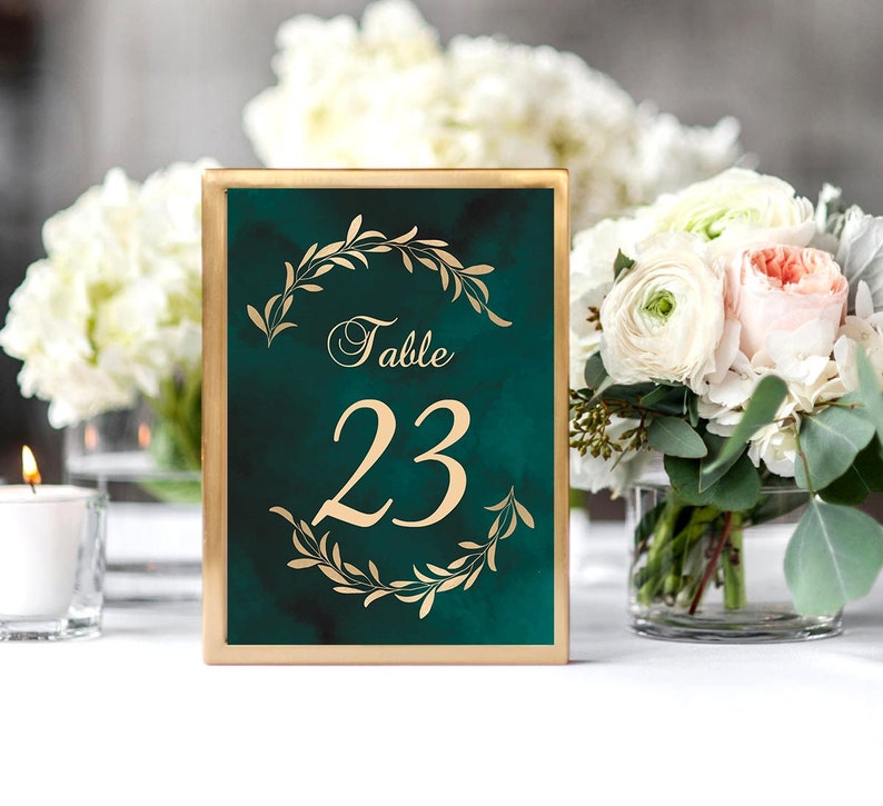 Emerald and Gold Wedding Numbers Wedding Decor Banquet Table - Etsy