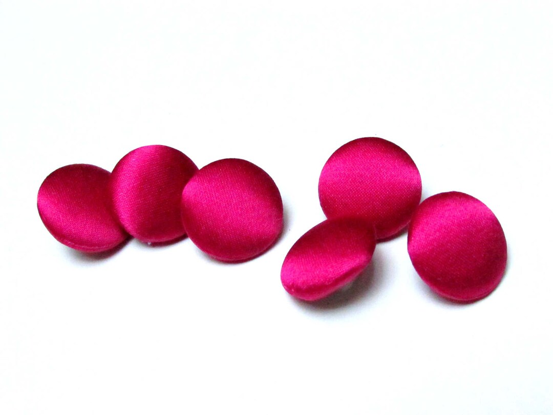 Wedding Pink Satin Buttons, Hot Cerise Fabric Sewing Buttons, Pink ...