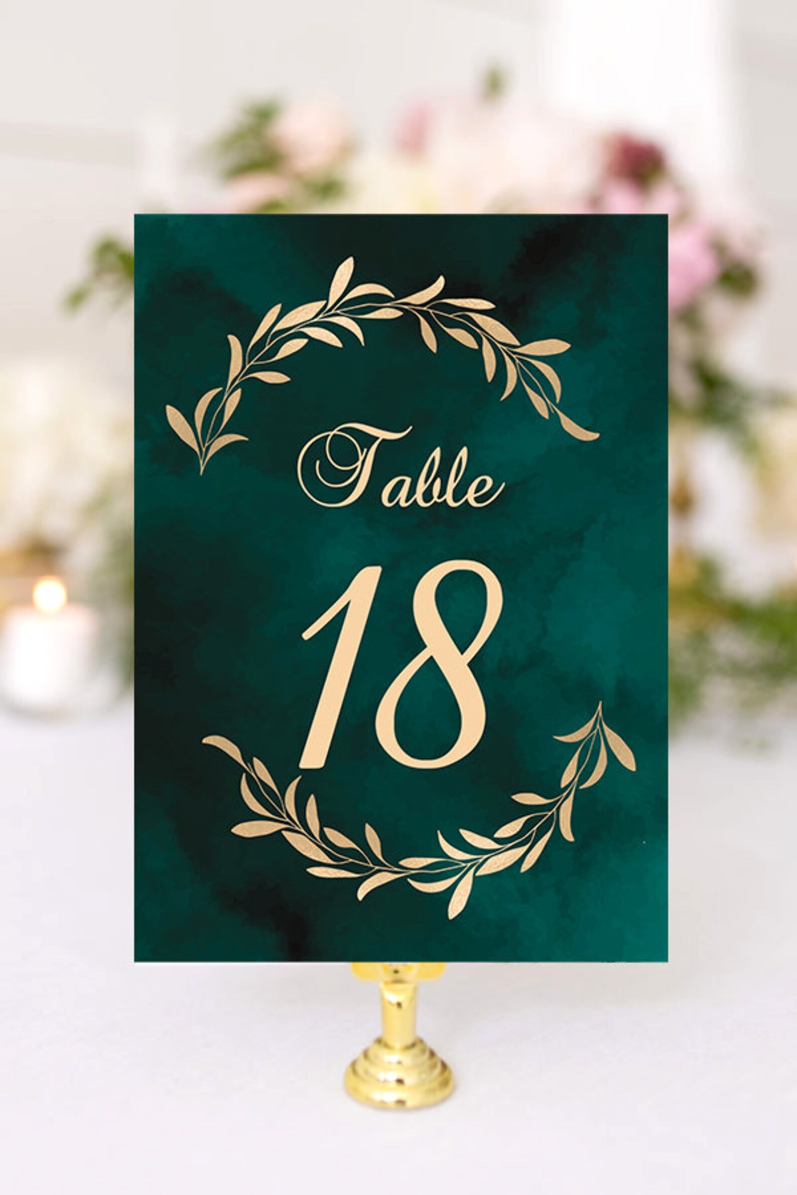 Emerald and Gold Wedding Numbers Wedding Decor Banquet Table - Etsy