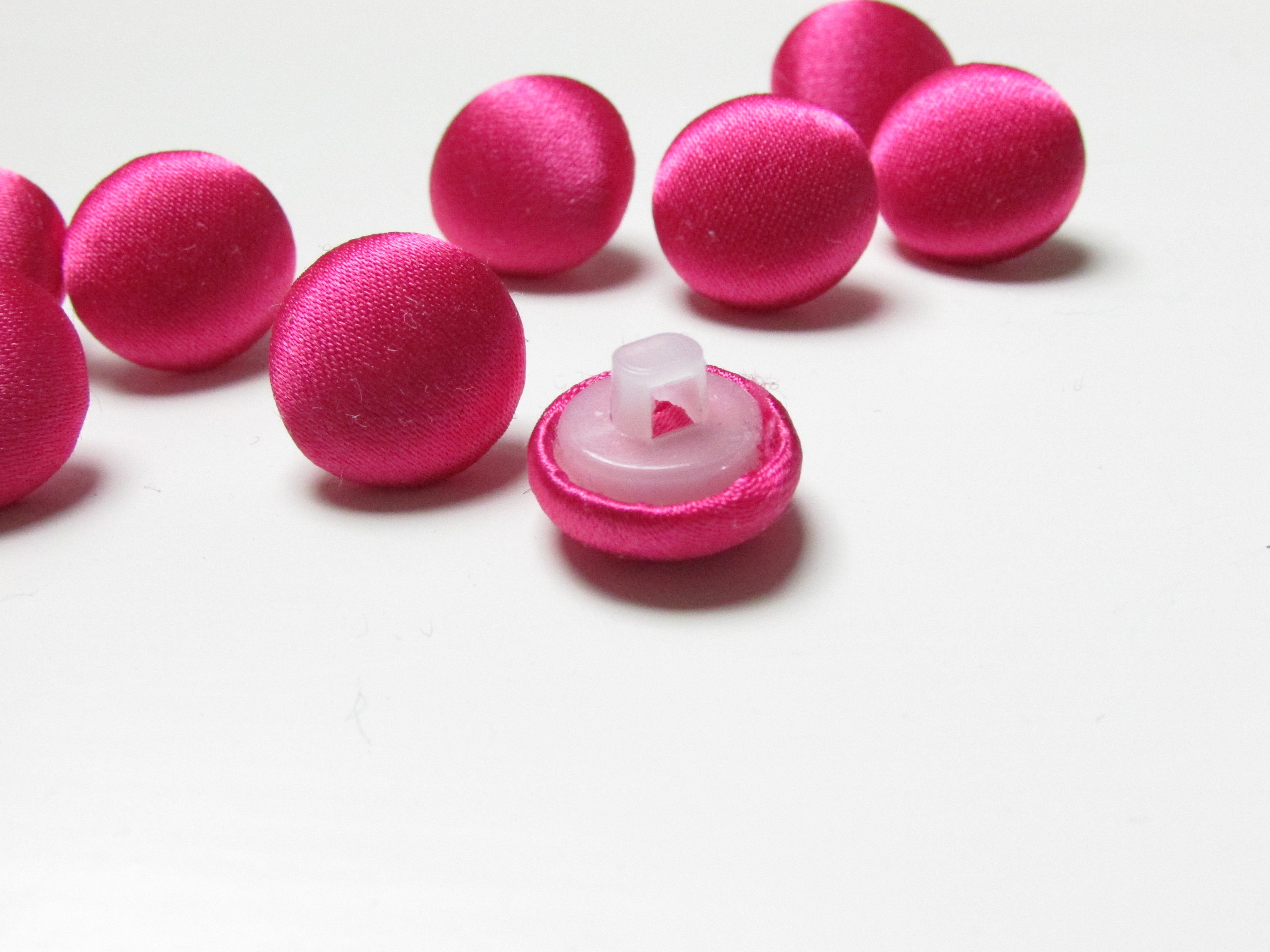 Wedding Hot Pink Satin Buttons Pink Fabric Sewing Buttons | Etsy