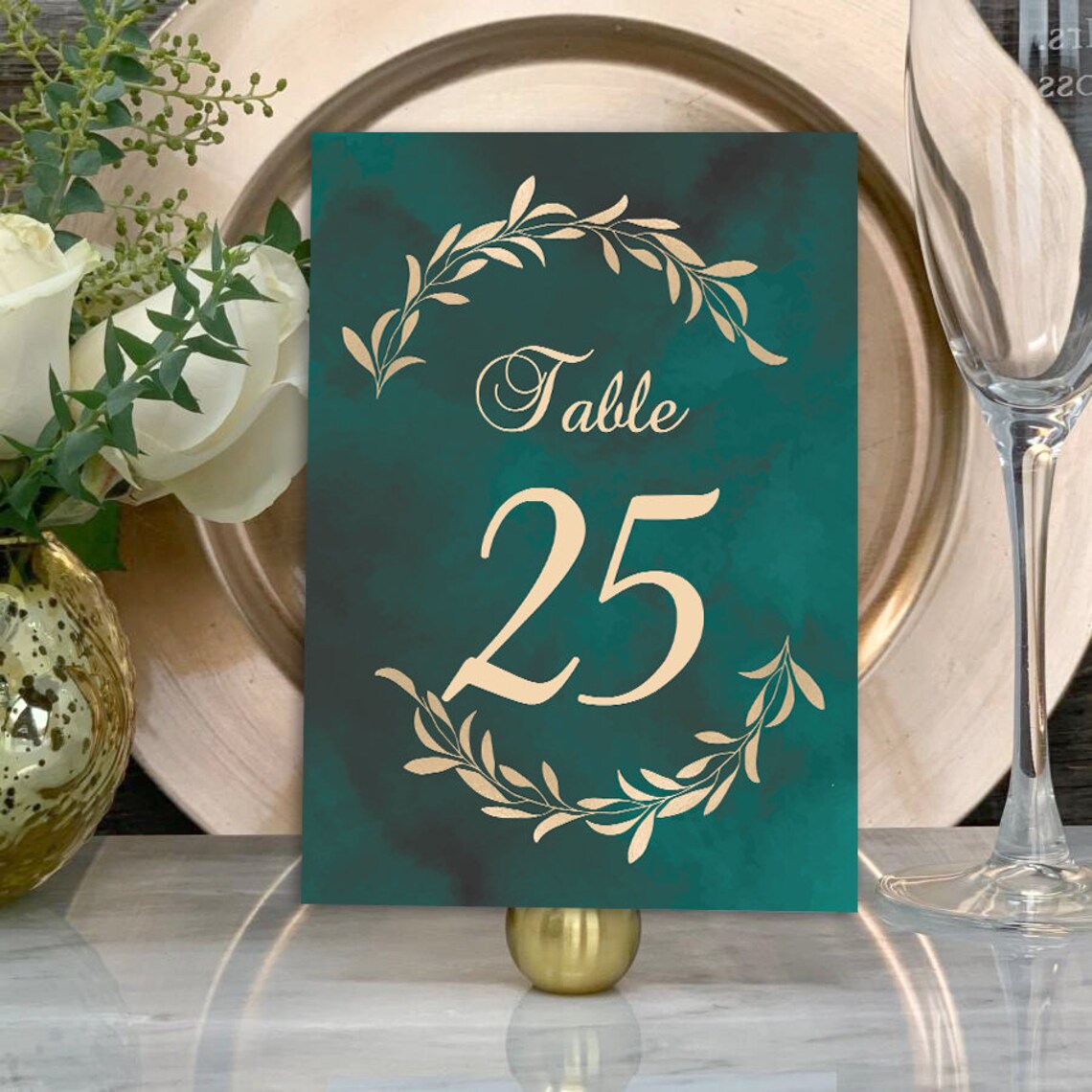 Emerald and Gold Wedding Numbers Wedding Decor Banquet Table - Etsy