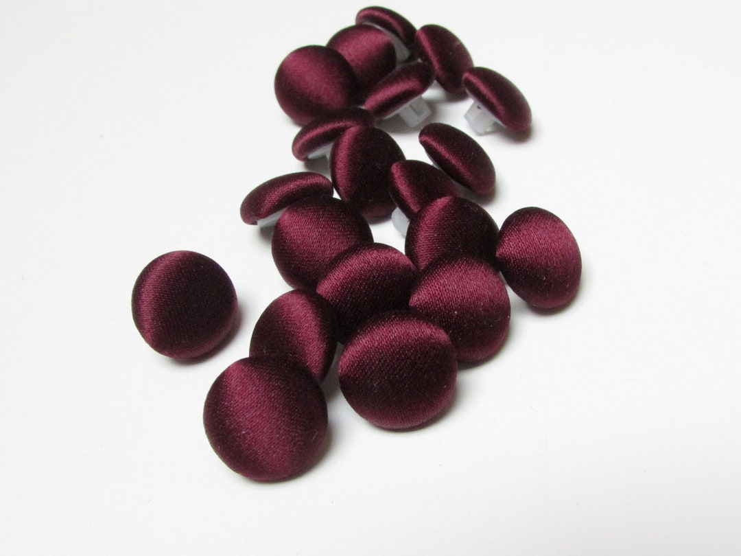 Wedding Dark Red Satin Buttons, Red Wine Fabric Sewing Buttons, Ivory ...