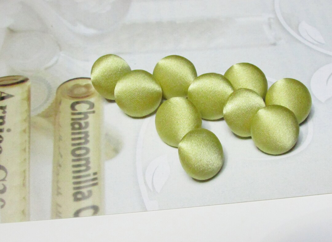 Mustard Green Silk Satin Buttons, Fabric Sewing Buttons, Green Wedding ...