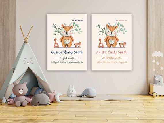 Personalised Birth Details Poster Digital File Birth Stats | Etsy