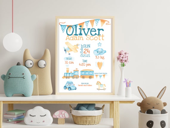 Personalised Birth Details Poster Digital File Birth Stats - Etsy