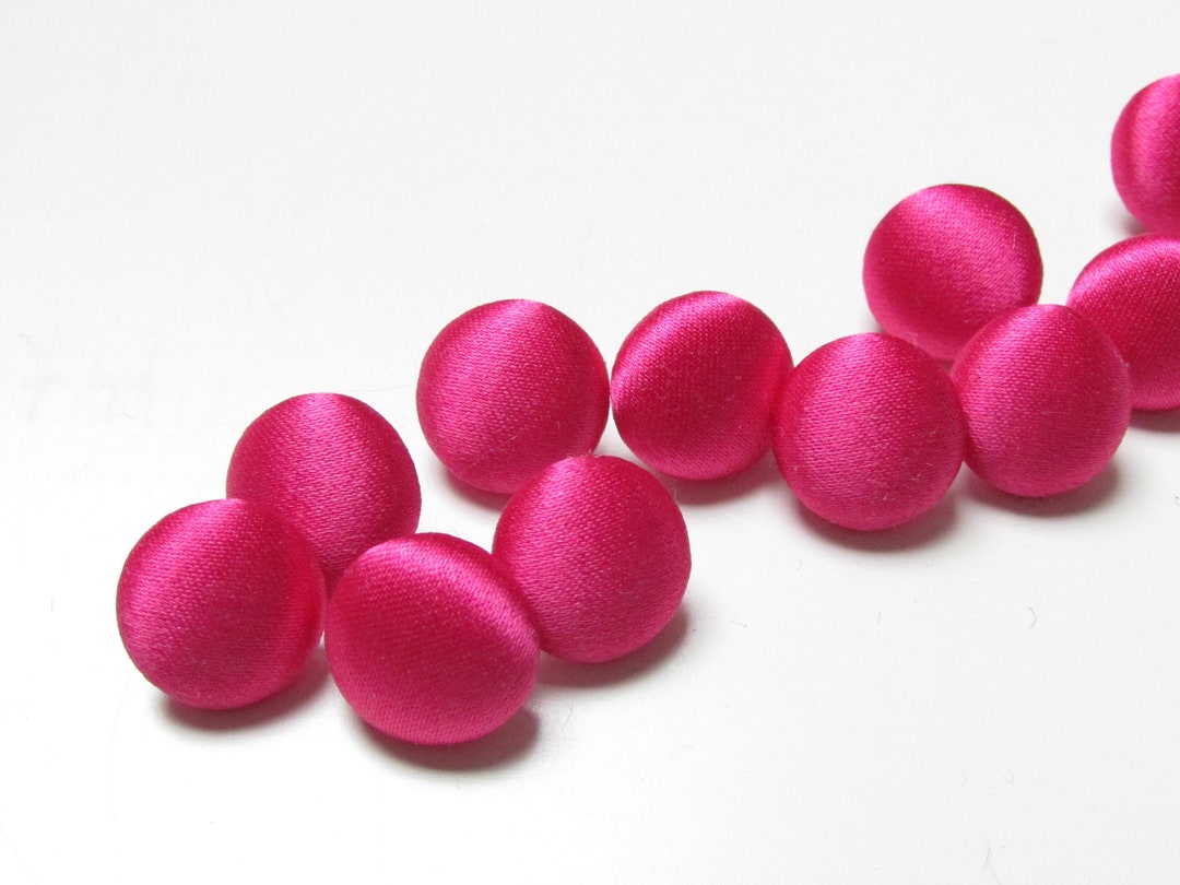 Wedding Hot Pink Satin Buttons, Pink Fabric Sewing Buttons, Pink ...