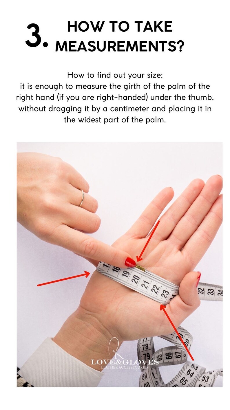 Glove Size Chart - How to Measure Your Hand - Etsy