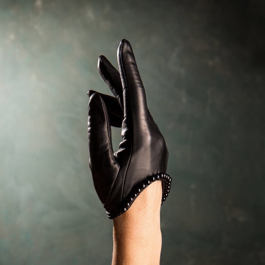 Women's Short Unlined Italian Leather Gloves, Leather Gloves,fingerless ...