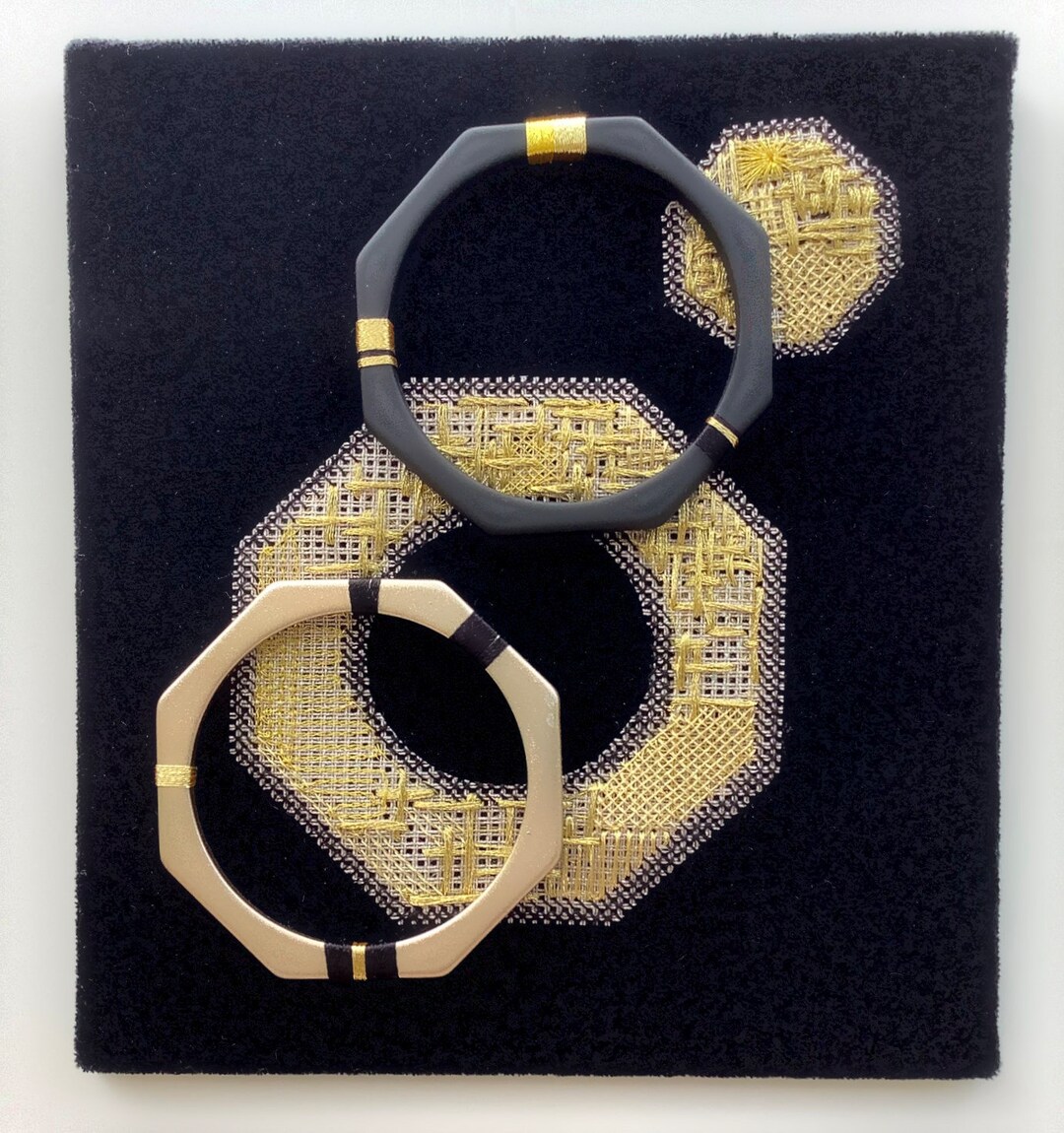 Original Velvet Black and Gold Textile Art - Etsy