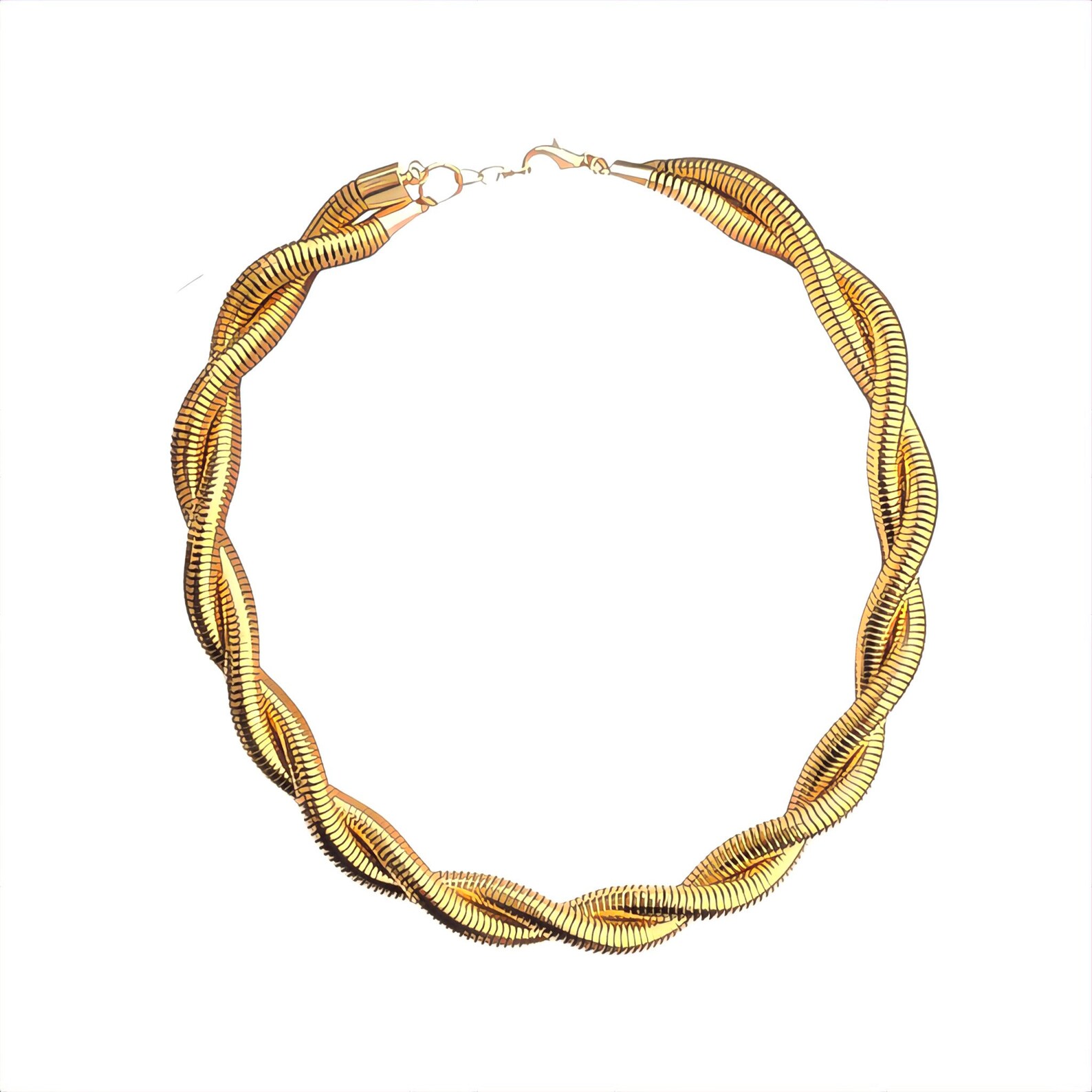 Snake Chain Gold Necklace Rolling Braid 2 Layers 3D Omega - Etsy
