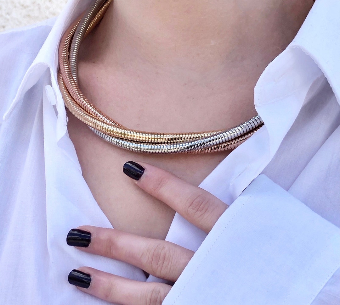 Layered Choker Tri-color Necklace Women Luxurious Triple Snake - Etsy
