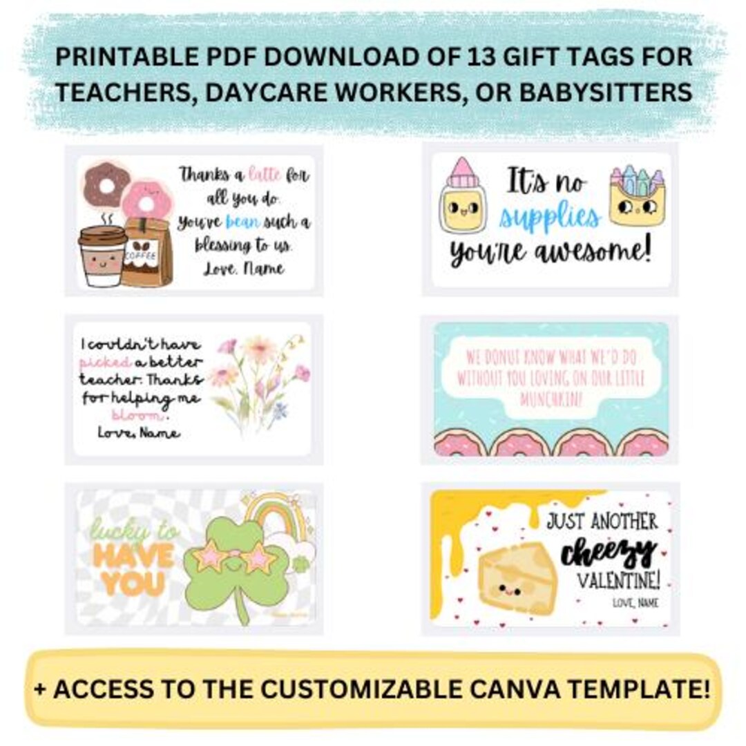Printable "punny" Gift Tags | Downloadable PDF + Customizable Canva ...