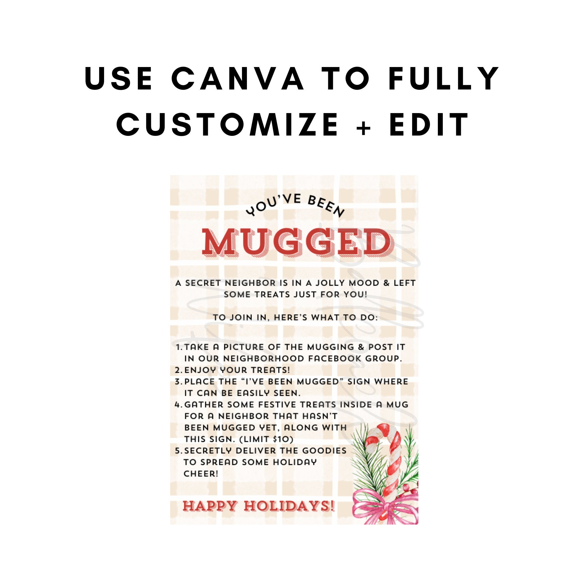 Editable you've Been Mugged Neighborhood Small Gift Exchange Holiday ...
