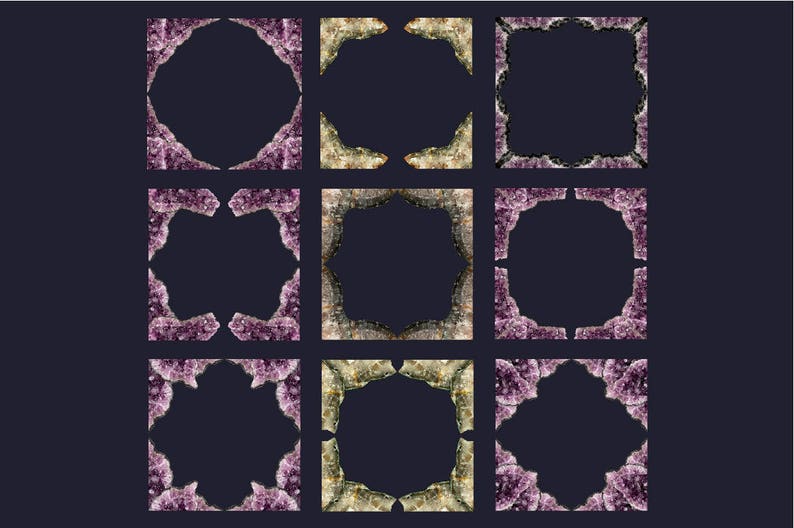 Amethyst Corner Clipart - Digital Gemstone Borders - Amethyst Clipart ...