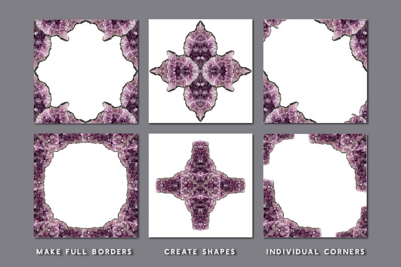 Amethyst Corner Clipart - Digital Gemstone Borders - Amethyst Clipart ...
