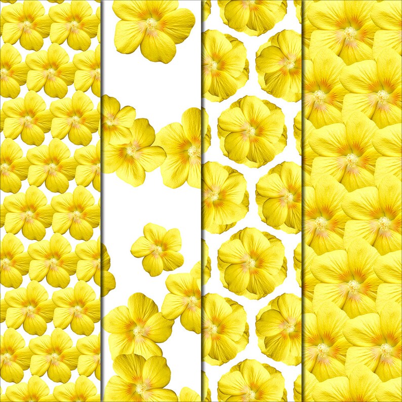 Digital Paper - Yellow Flower Patterns - 12 X 12 Botanic Paper ...