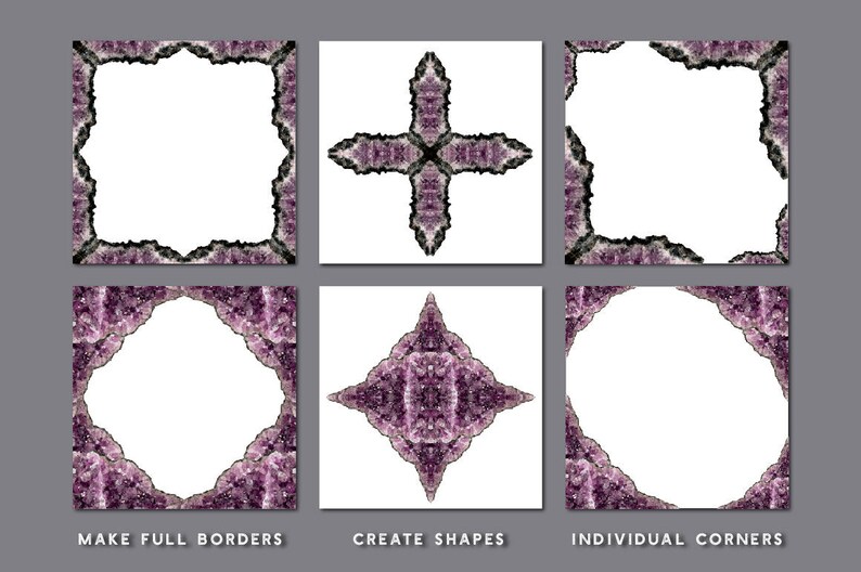 Amethyst Corner Clipart - Digital Gemstone Borders - Amethyst Clipart ...
