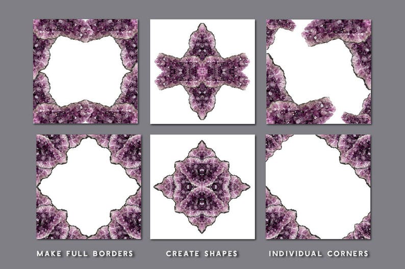 Amethyst Corner Clipart - Digital Gemstone Borders - Amethyst Clipart ...