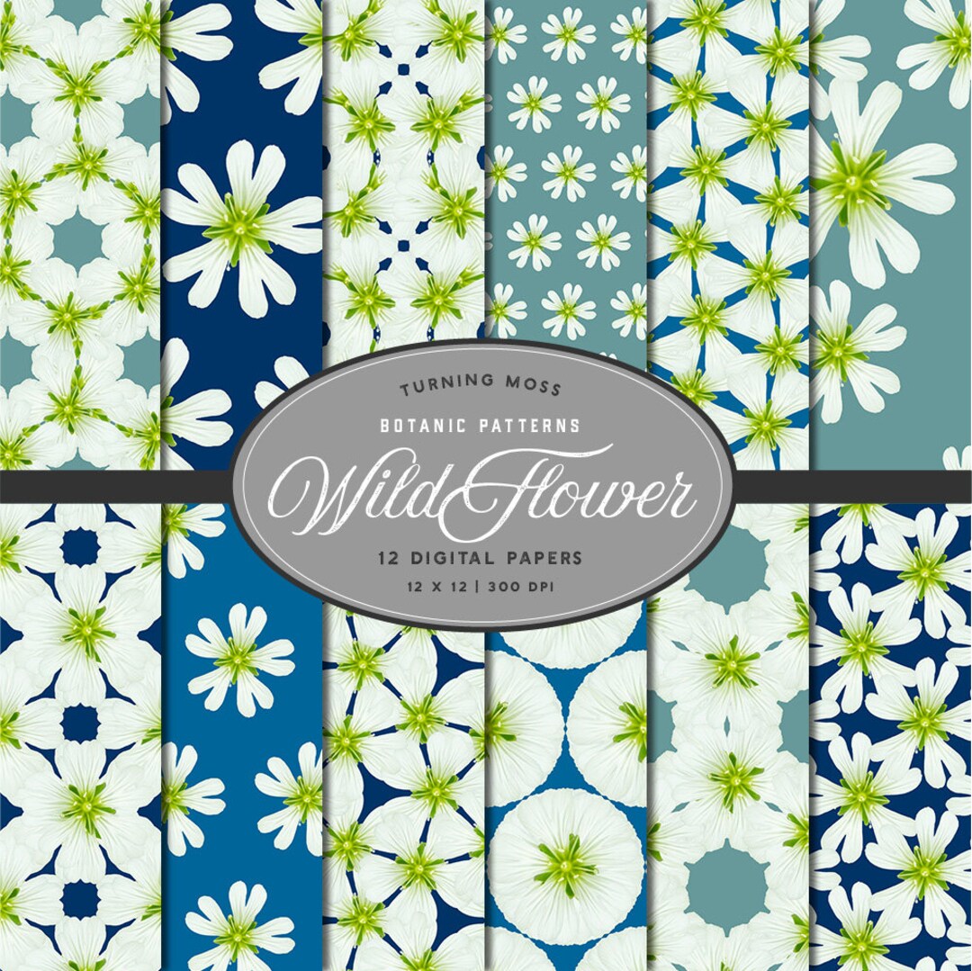 Papel digital de flor salvaje patrón de flores silvestres blancas ...