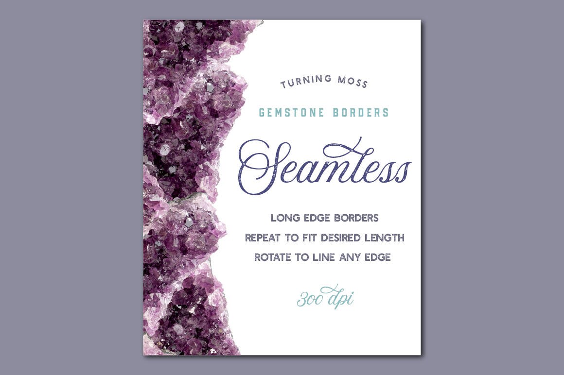 Amethyst Border Set - Gemstone Borders - Seamless Amethyst Clipart ...