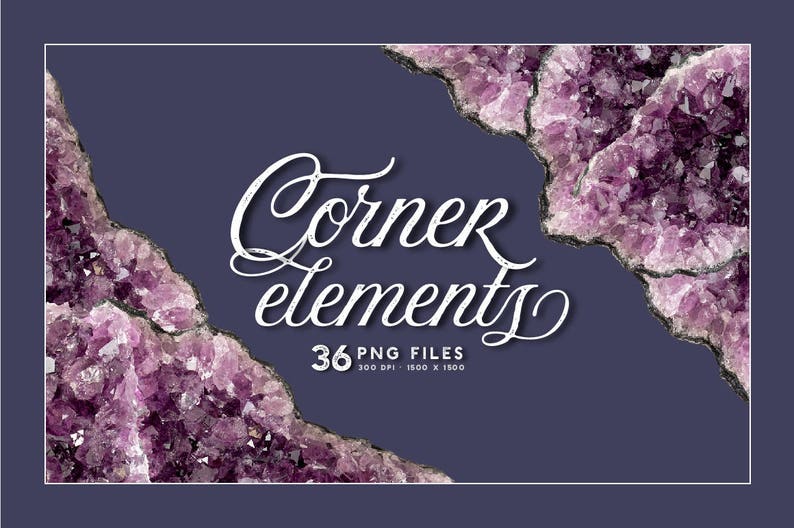 Amethyst Corner Clipart - Digital Gemstone Borders - Amethyst Clipart ...