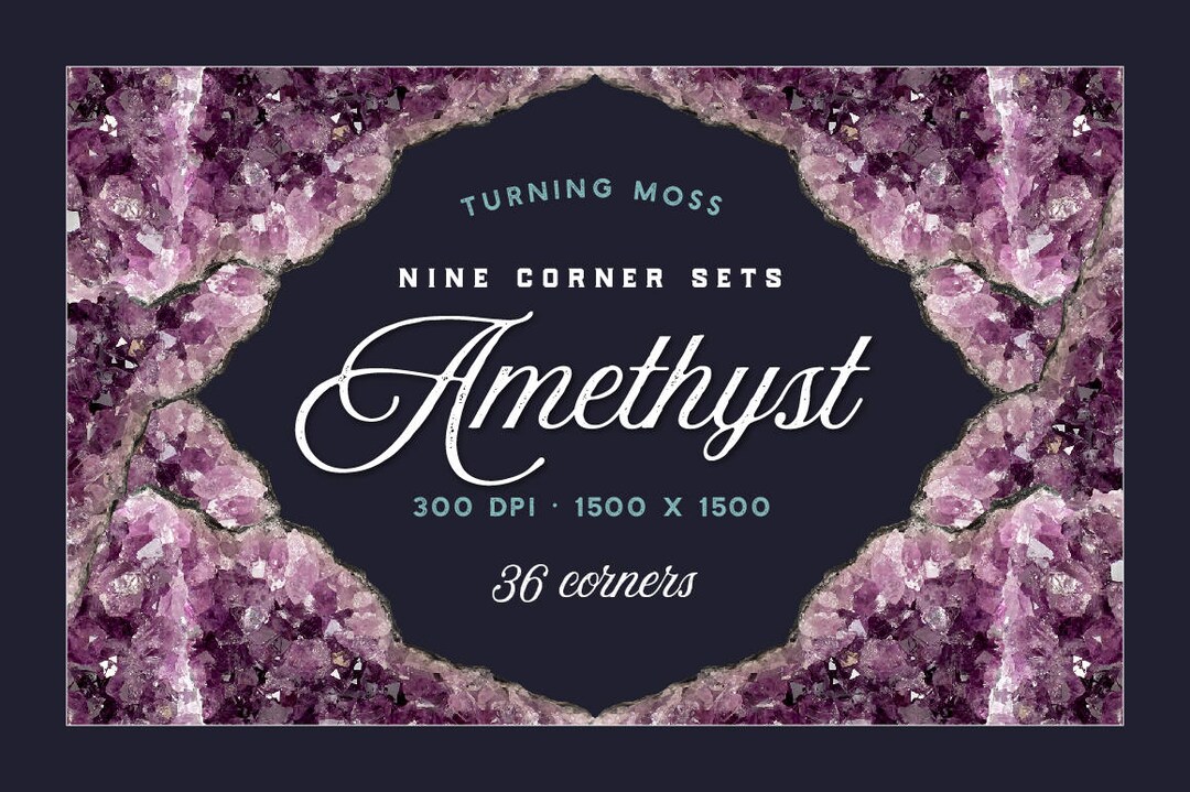Amethyst Corner Clipart - Digital Gemstone Borders - Amethyst Clipart ...