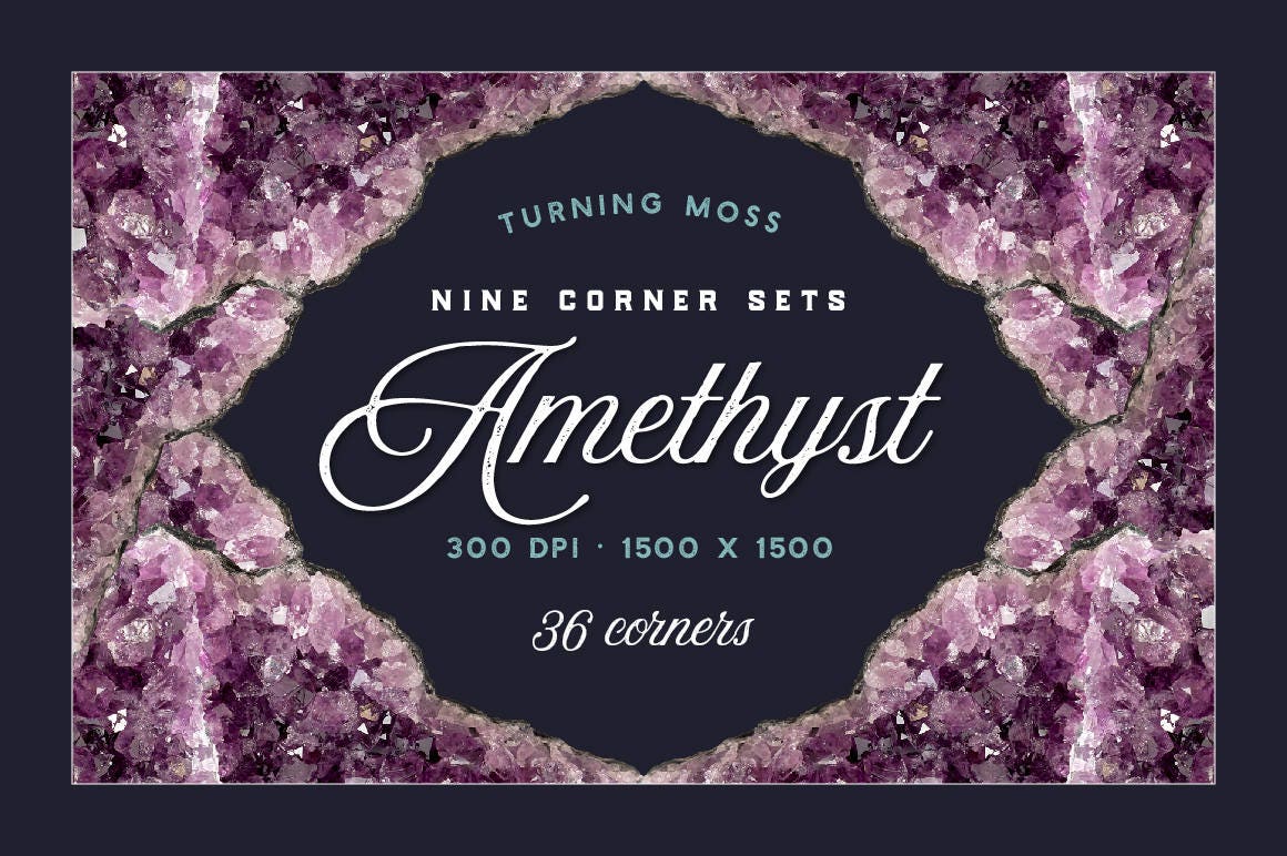 Amethyst Corner Clipart - Digital Gemstone Borders - Amethyst Clipart ...