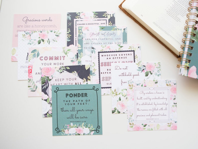 Proverbs Woman Scripture Cards / Memory Verse Cards / Bible Verse Cards ...