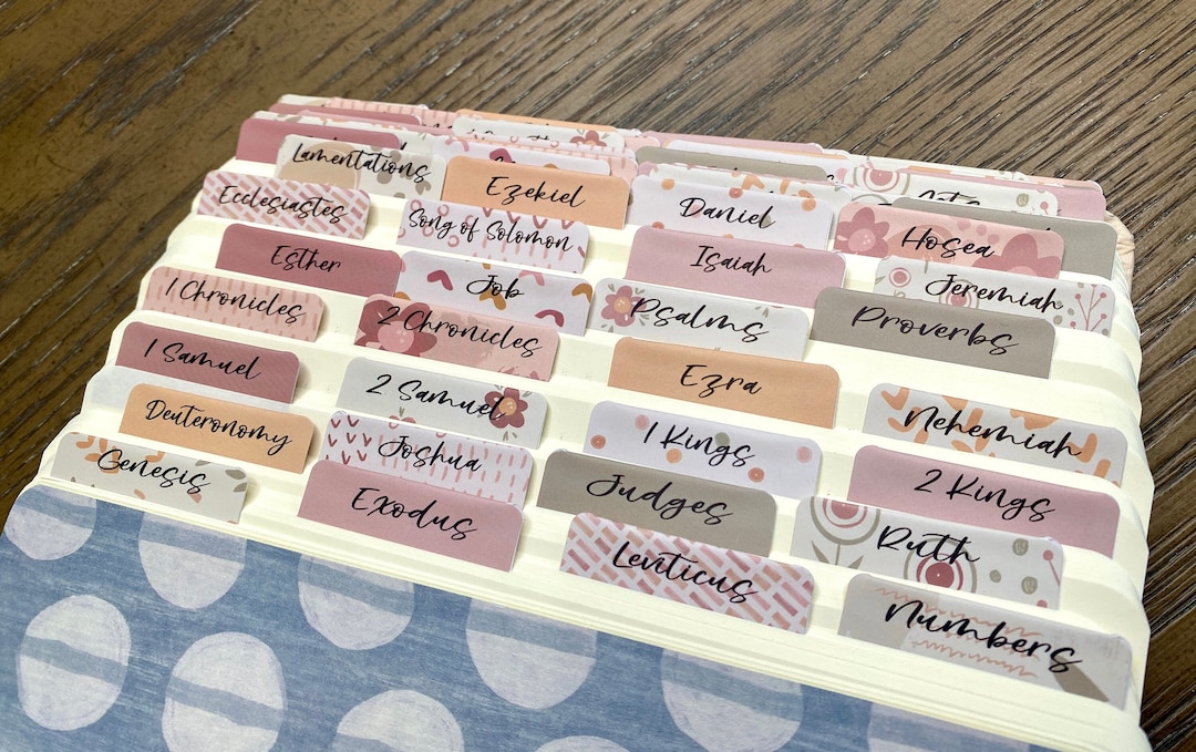 Laminated Bible Tabs | Books of the Bible Tabs | Pretty Bible Tab ...