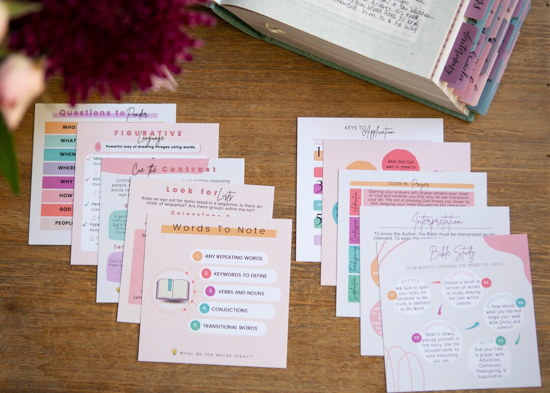 Bible Study Cards / Inductive Bible Study Card Set / Learn How to Study ...