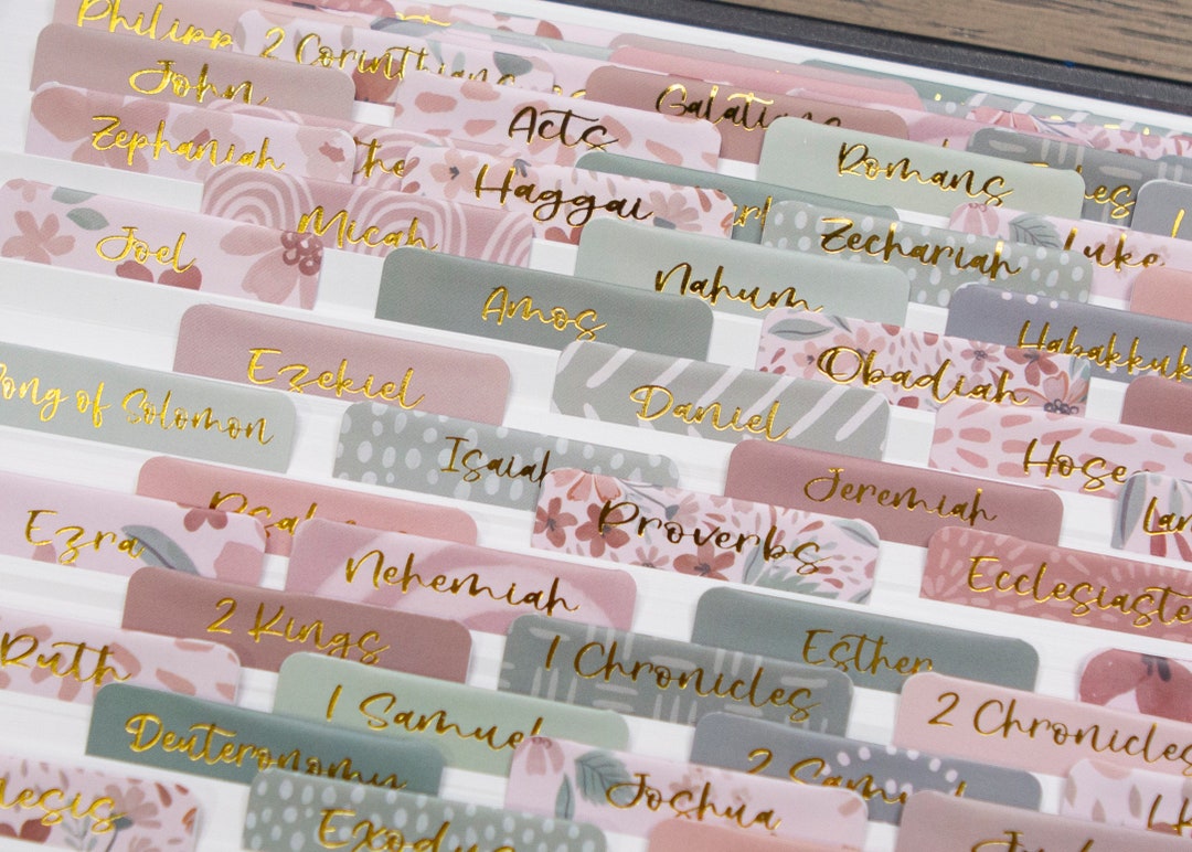 Bible Book Tabs | Pretty Bible Tabs | Bible Index Tabs | Tabs for Your ...