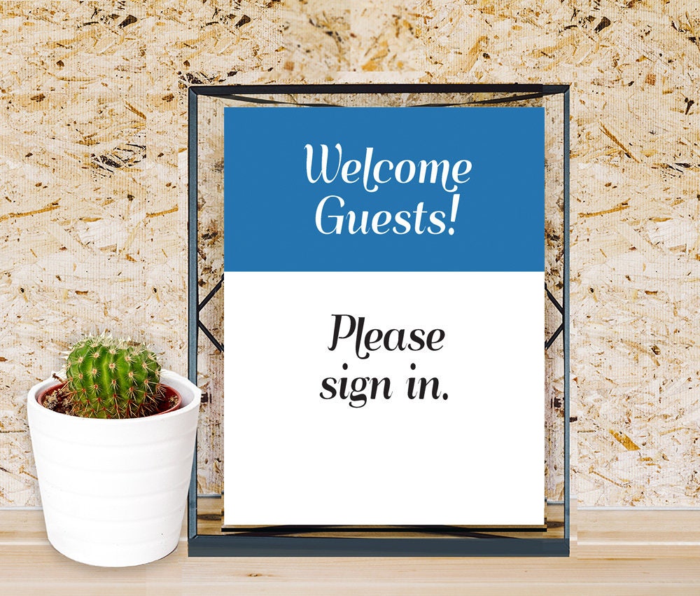 Welcome Guests Sign Please Sign in Office Signage DIY Office