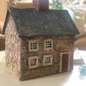 Unique Gift, Handmade Stone Farmhouse, Miniature Paper Mache Stone ...