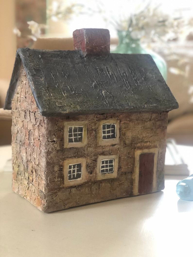 Unique Gift Handmade Stone Farmhouse Miniature Paper Mache - Etsy