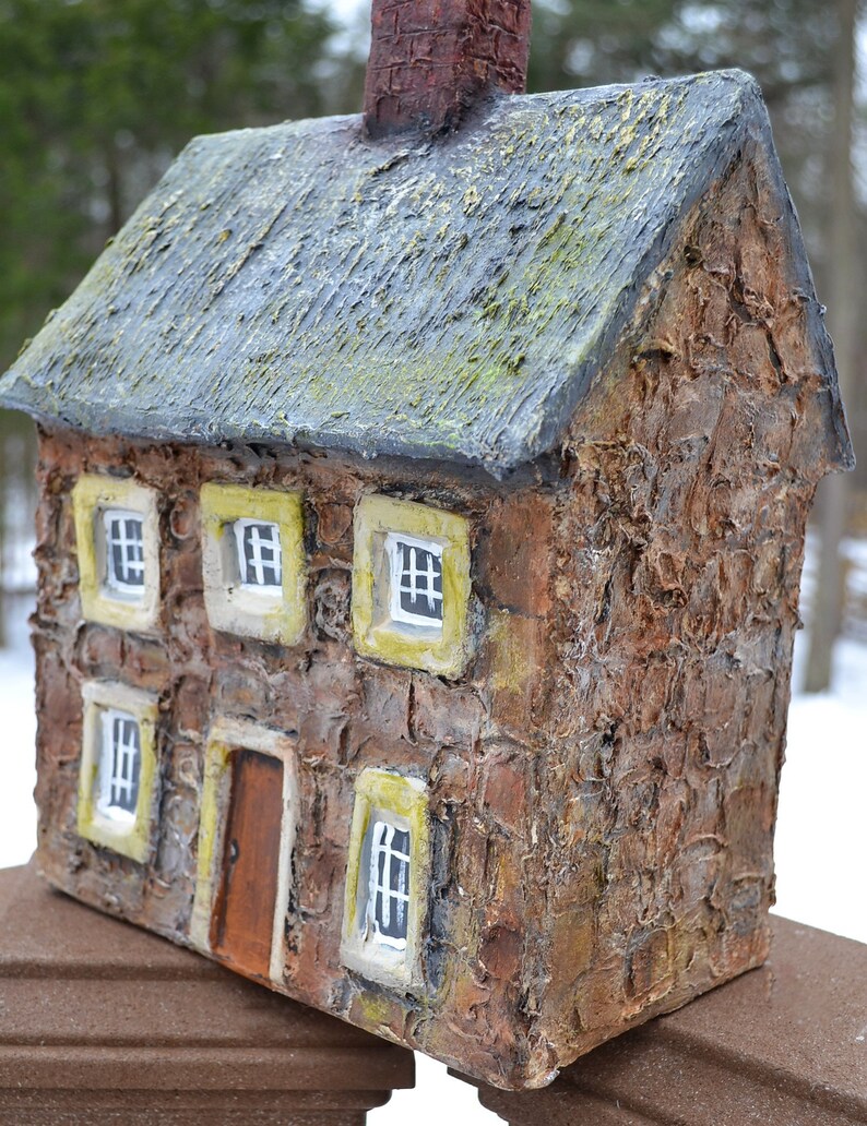 Unique Gift Handmade Stone Farmhouse Miniature Paper Mache - Etsy